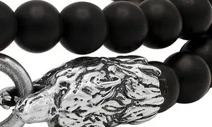 John Varvatos Wolf Beaded Onyx Wrap Bracelet