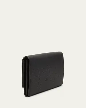 FERRAGAMO Gancino Flap Leather Wallet On Chain - Nero