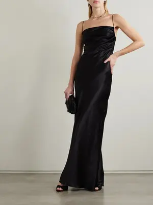 Michael Lo Sordo Draped Silk-satin Gown - Black