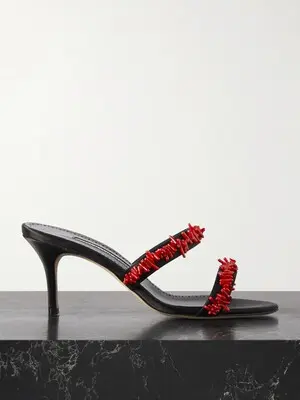 Manolo Blahnik Clorettenu 70 Bead-embellished Satin Sandals