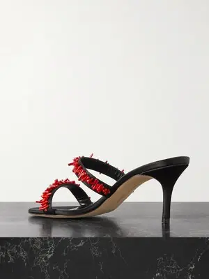 Manolo Blahnik Clorettenu 70 Bead-embellished Satin Sandals