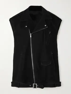 Rick Owens Belted Oversized Suede Biker Jacket