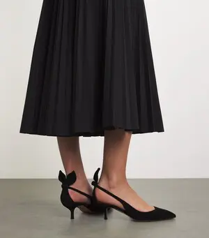 AQUAZZURA Suede Bow Tie Pumps 50 - Black