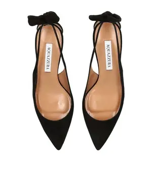 AQUAZZURA Suede Bow Tie Pumps 50 - Black
