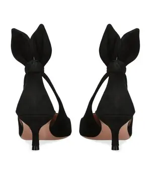 AQUAZZURA Suede Bow Tie Pumps 50 - Black