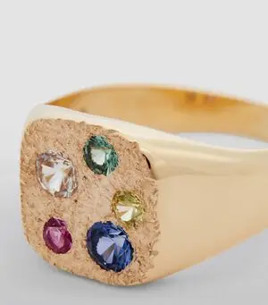 BLEUE BURNHAM Yellow And Sapphire Hanging Basket Signet Ring
