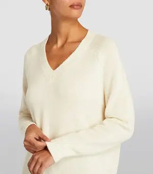 JOSEPH Open Cashmere V-neck Sweater - Ivory