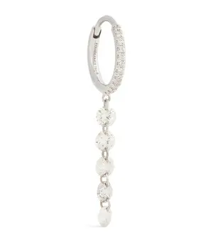 PERSEE Gold And Diamond Single Hoop Earring - White