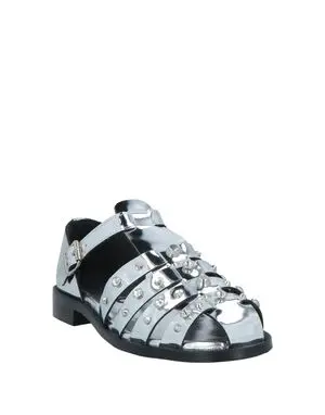 Sandro Leather Fisherman Sandals - Silver