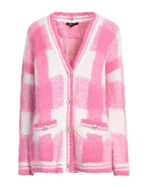 Maje Mohair-blend Checked Cardigan