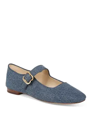 Sam Edelman Michaela Square Toe Mary Jane Flats - Blue Stone