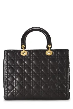 Dior Lady Cannage Quilted Lambskin Satchel - Black