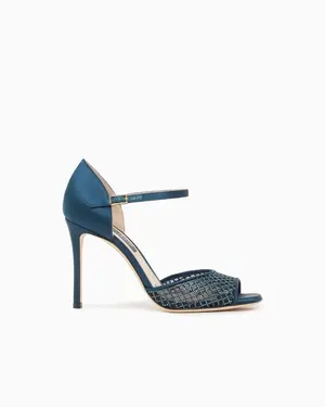 Giorgio Armani Satin And Rhinestone Heeled Sandals - Black