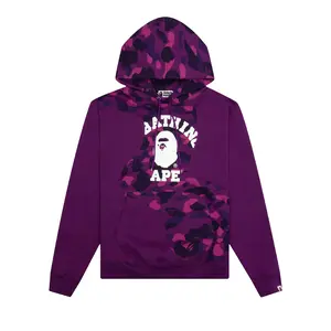 A BATHING APE Color Camo College Cutting Relaxed Fit Hoodie - Purple