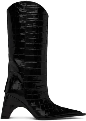 Coperni Coperni Black Croco Bridge Cowboy Boots - Black