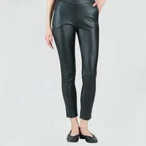CLARA SUNWOO Turn Back Time Liquid Leather Pants In - Black