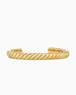 David Yurman Sculpted Cable Cuff Bracelet - All 18k Yellow Gold