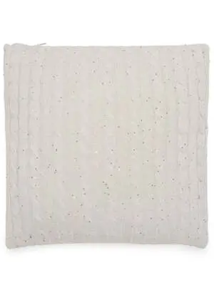 Brunello Cucinelli Cable-knit Sequin-embellished Cushion - Neutrals