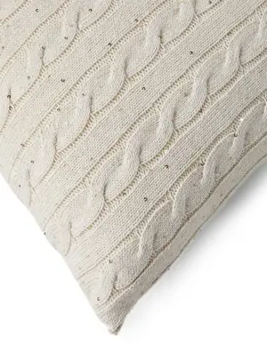 Brunello Cucinelli Cable-knit Sequin-embellished Cushion - Neutrals