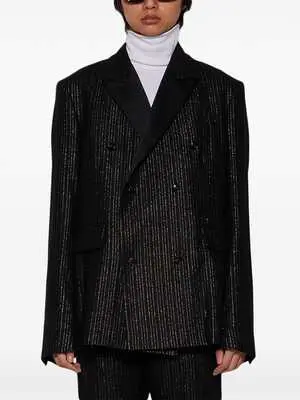 Amiri Metallic-stripe Double-breasted Blazer