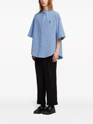 AMI Paris Logo-embroidered Cotton Shirt