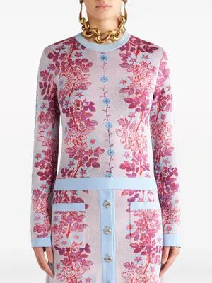 Etro Floral-jacquard Crew-neck Blouse