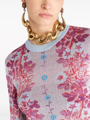 Etro Floral-jacquard Crew-neck Blouse
