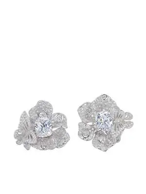 ANABELA CHAN 18kt White Gold Peony Diamond Cocktail Earrings - Silver