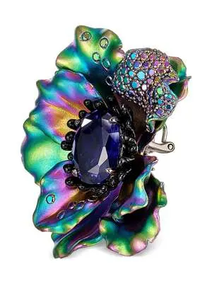 ANABELA CHAN 18kt Yellow Gold Poppy Topaz And Sapphire Pin