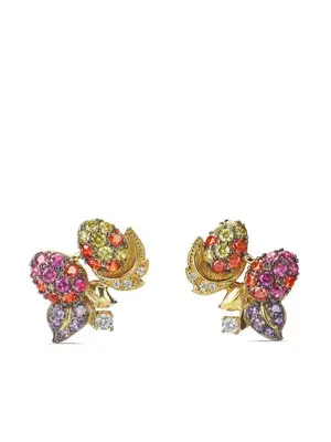 ANABELA CHAN 18kt Yellow Gold Vermeil Goldenberry Multi-stone Drop Earrings - Red