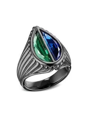 ANABELA CHAN 18kt Black Gold Emerald Pear Signet Ring