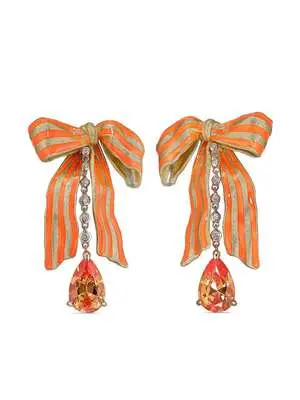 ANABELA CHAN 18kt Yellow Gold Vermeil Bardot Bow Sapphire And Diamond Earrings - Orange
