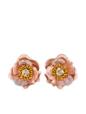 ANABELA CHAN 18kt Yellow Gold Vermeil Bloom Sapphire And Diamond Earrings - Pink