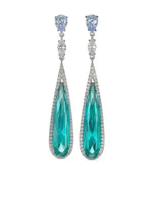 ANABELA CHAN 18kt White Gold Multi-stone Drop Earrings - Blue