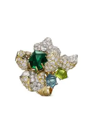 ANABELA CHAN 18kt Gold Vermeil Emerald Blossom Ring - White