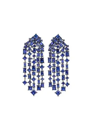 ANABELA CHAN Rhodium Vermeil Cascade Sapphire Drop Earrings - Blue