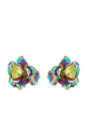 ANABELA CHAN 18kt Yellow Gold Vermeil Rainbow Bloom Quartz Earrings - Blue