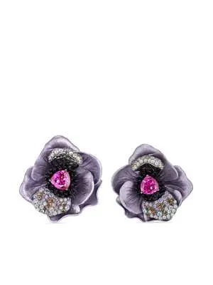ANABELA CHAN 18kt White Gold Bloom Multi-stone Earrings - Purple