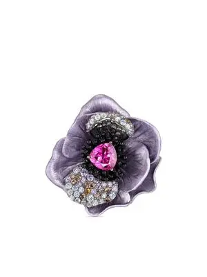 ANABELA CHAN 18kt White Gold Bloom Multi-stone Earrings - Purple