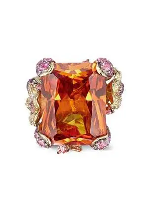 ANABELA CHAN 18kt Gold Imperial Cinderella Sapphire And Diamond Ring - Orange