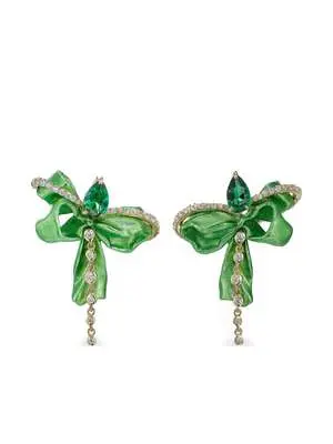 ANABELA CHAN 18kt Yellow Gold Vermeil Cupid's Bow Emerald Drop Earrings - Green