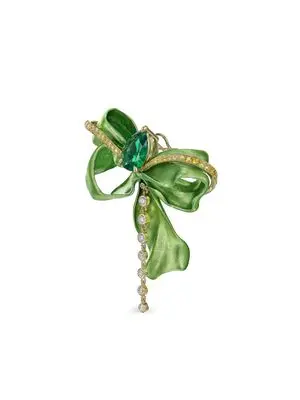 ANABELA CHAN 18kt Yellow Gold Vermeil Cupid's Bow Emerald Drop Earrings - Green