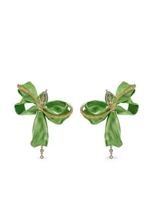 ANABELA CHAN 18kt Yellow Gold Vermeil Cupid's Bow Emerald Drop Earrings - Green