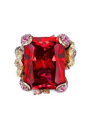 ANABELA CHAN 18kt Yellow Gold Vermeil Ruby Gemstone Ring - Red