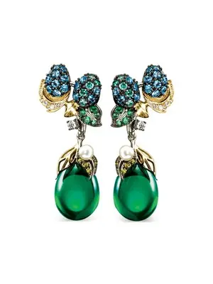 ANABELA CHAN 18kt Gold Greenberry Multi-stone Drop Earrings - Green