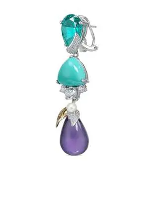 ANABELA CHAN 18kt White Gold Vermeil Berry Multi-stone Drop Earrings - Blue