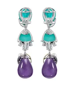 ANABELA CHAN 18kt White Gold Vermeil Berry Multi-stone Drop Earrings - Blue