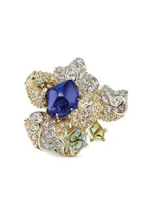 ANABELA CHAN 18kt Gold Vermeil Sapphire Blossom Gemstone Ring - Blue