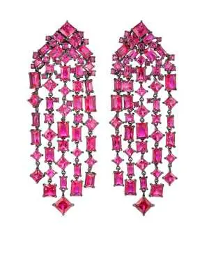 ANABELA CHAN Rhodium Vermeil Cascade Ruby Drop Earrings - Pink