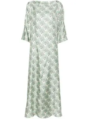 La DoubleJ Fans-print Maxi Dress